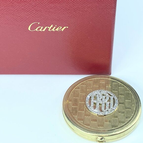 Cartier | Accessories | Jr843 Cartier 4kyg Diamond Compact Case 55mm ...